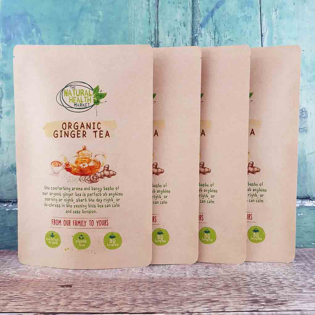 Organic Ginger Tea Bags - Spicy, Soothing, Caffeine-Free - The Natural ...