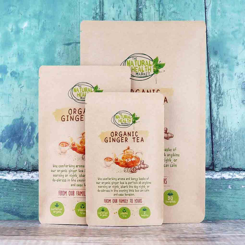 Organic Ginger Tea Bags - Spicy, Soothing, Caffeine-Free - The Natural ...